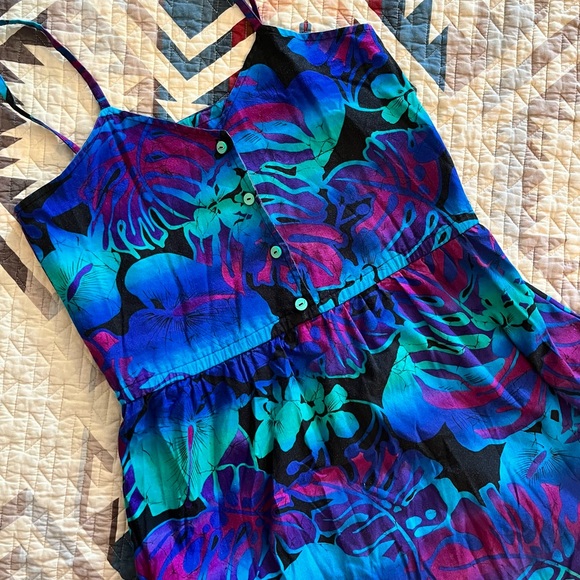 Vintage | Dresses | Vintage Neon Hawaiian Print Sundress | Poshmark